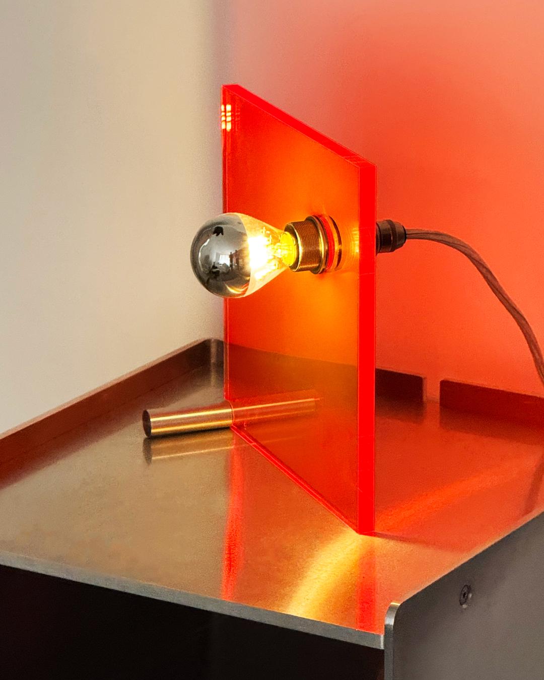 Sedgley Minimalist Lamp | Perspex Plexiglass | Neon Orange | Designed ...