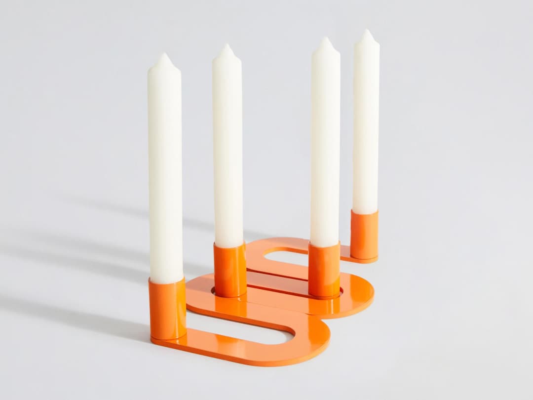 Rowley Orange Metal Candlestick Holder | Modern Industrial Candelabra ...
