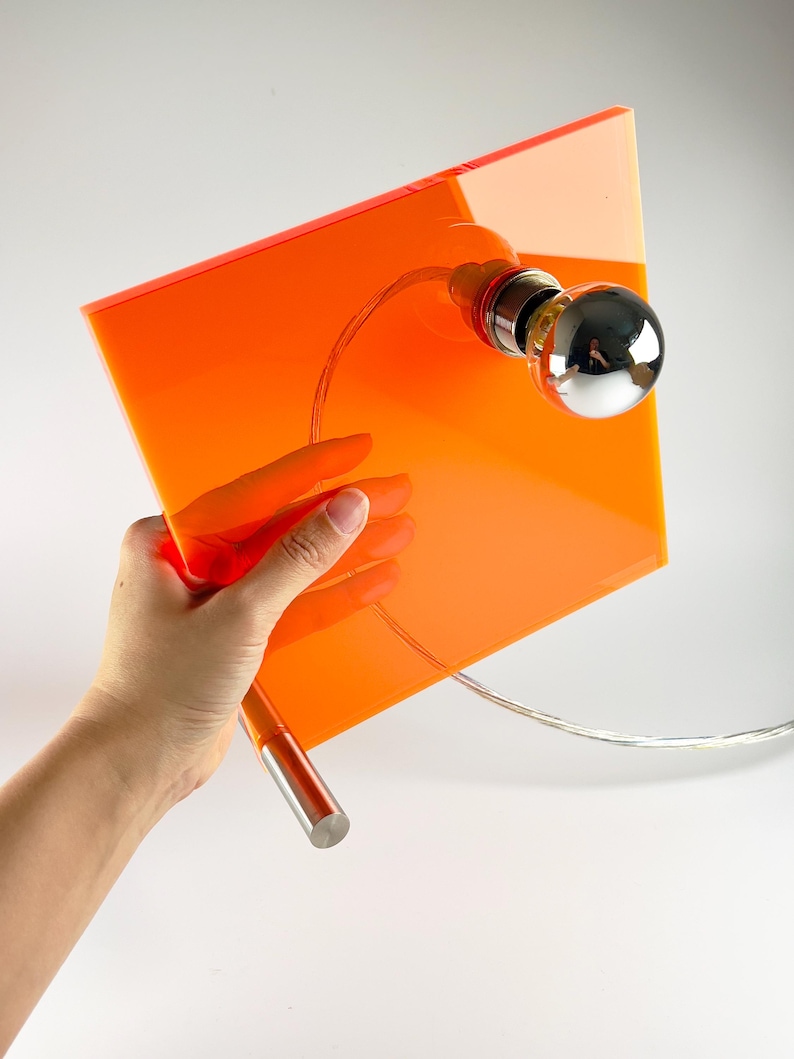 Sedgley Minimalist Lamp | Perspex Plexiglass | Neon Orange | Designed ...