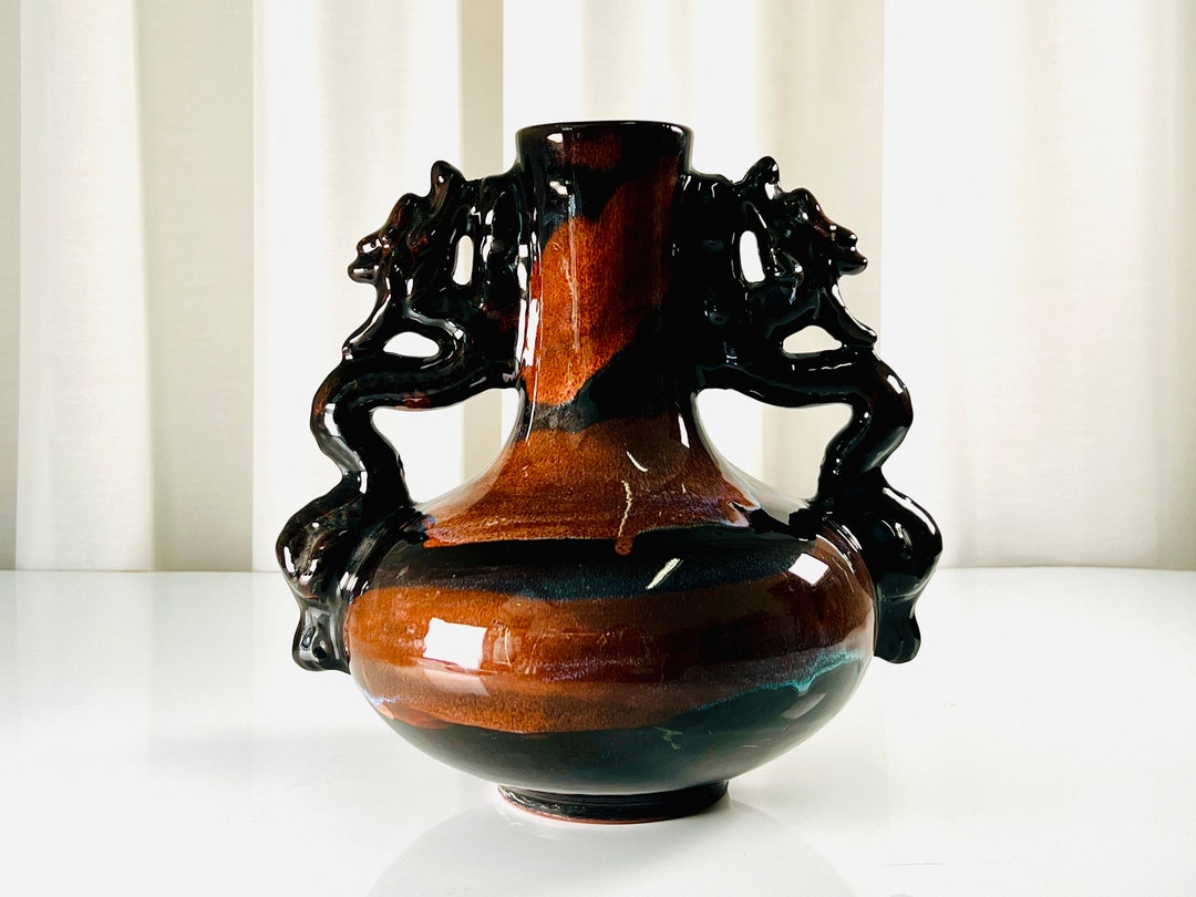 Jizhou Ware Yuhuchun Vase Large Dragon Handles China 1940 - Etsy