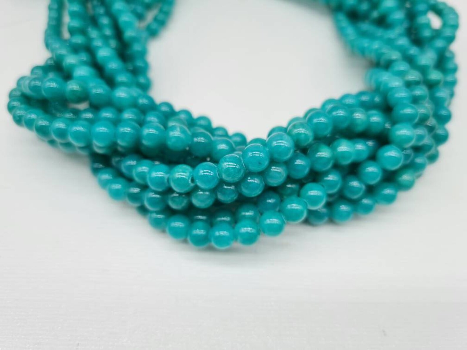 Perles Jade teinté, fil de perles vert turquoise 6mm - Etsy France