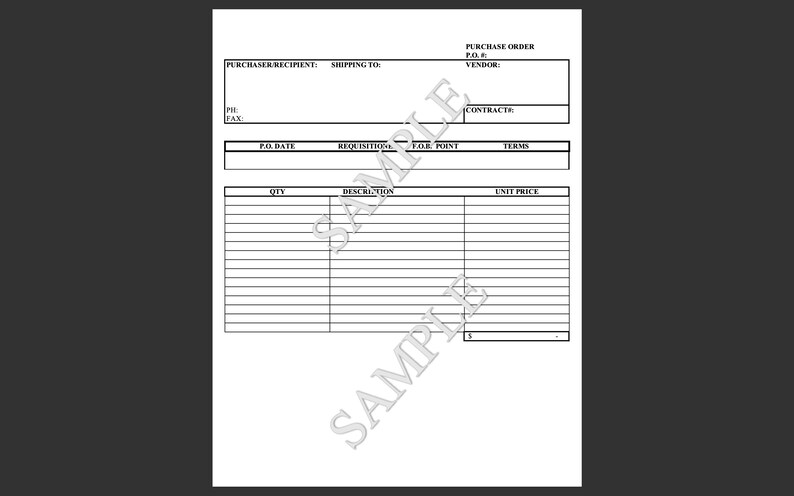 Basic Purchase Order Form - Etsy