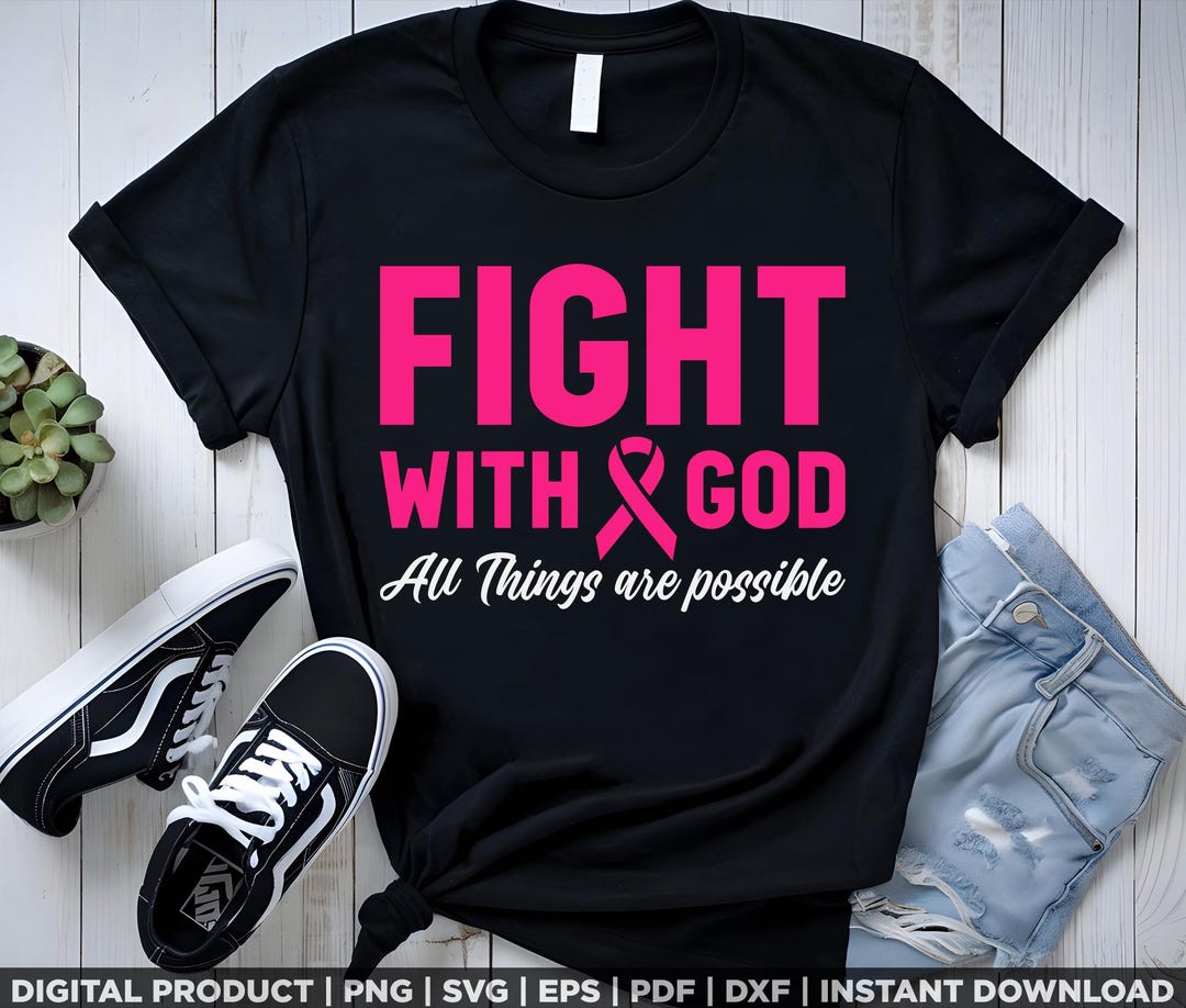 Fight With God Jesus Religious Breast Cancer Awareness Png, Christian ...
