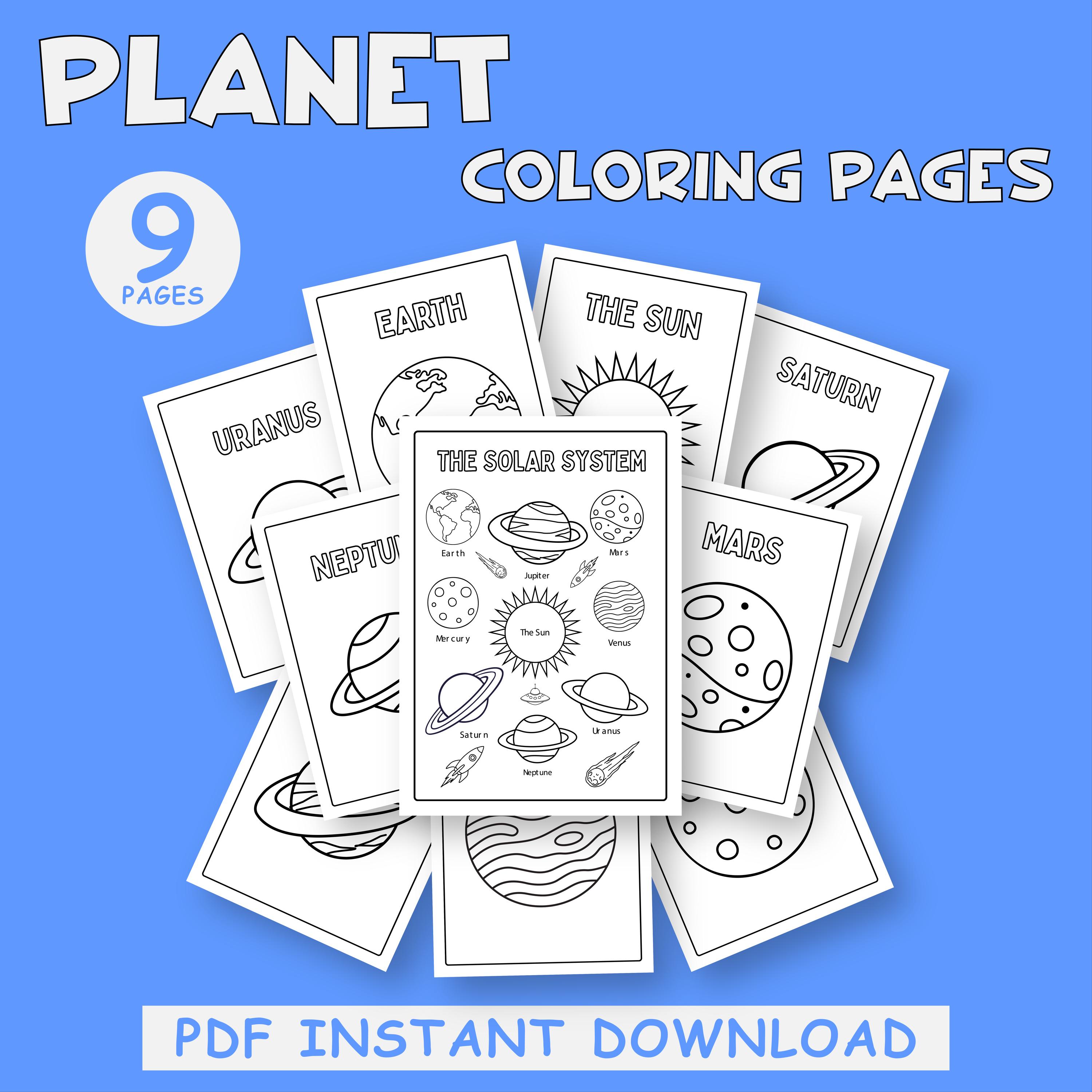 Planet Coloring Pages Printable PDF, Space Coloring Book for Kids ...