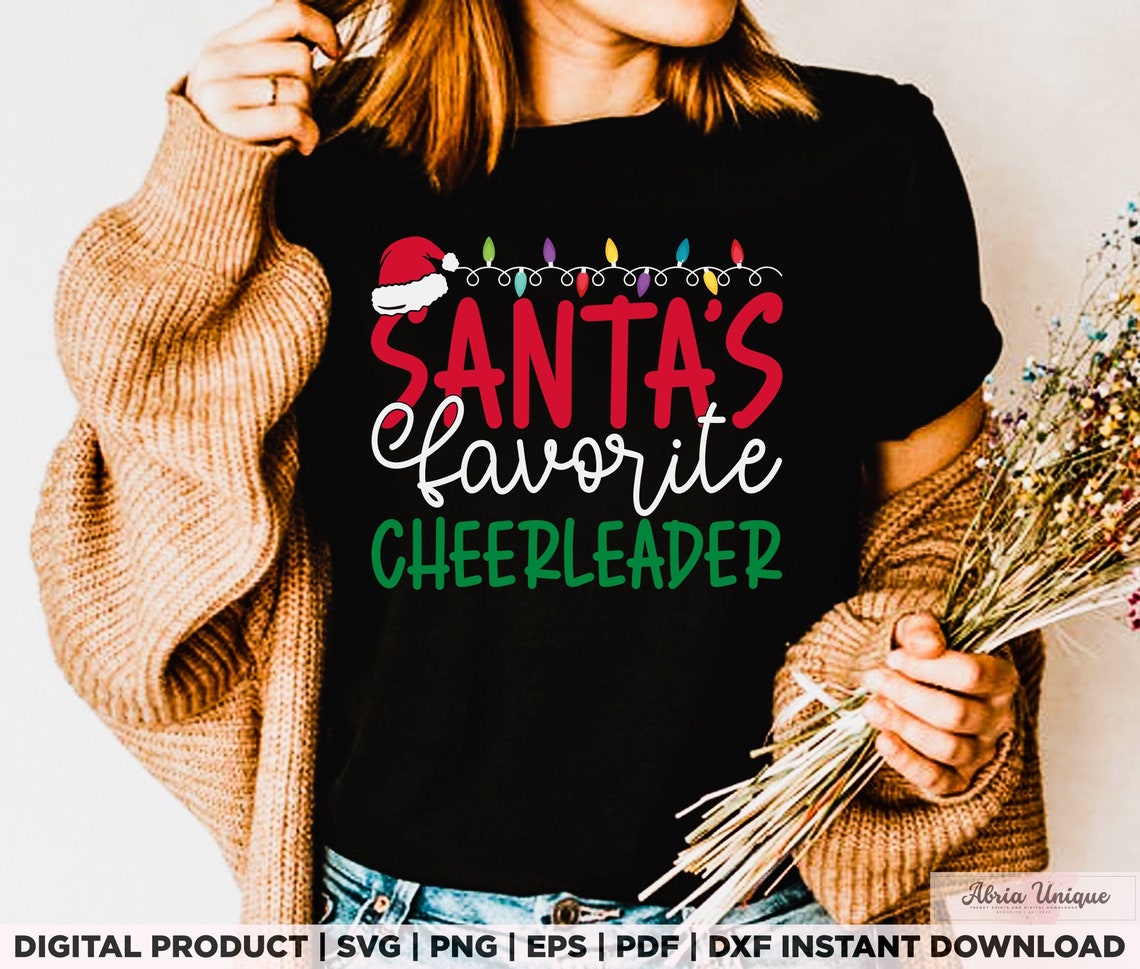 Santa's Favorite Cheerleader Funny Christmas Png, Svg, Eps, Pdf, Dxf ...