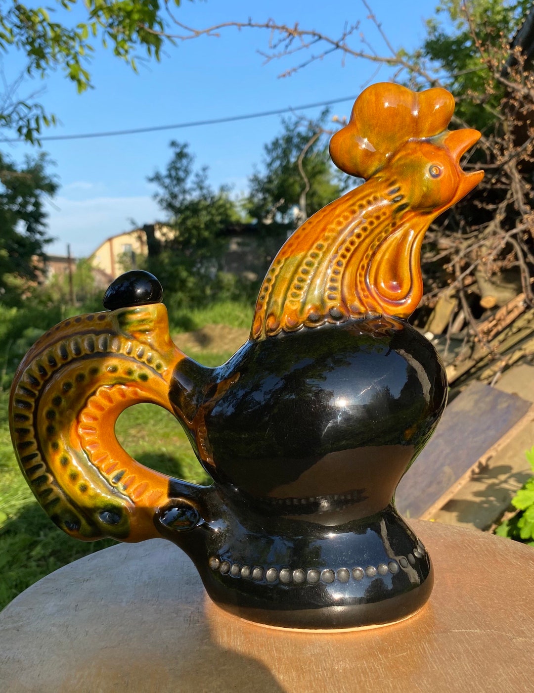 Vintage Ceramic ROOSTER DECANTER Ukraine Vasylkyv Mayolika 1960s USSR ...