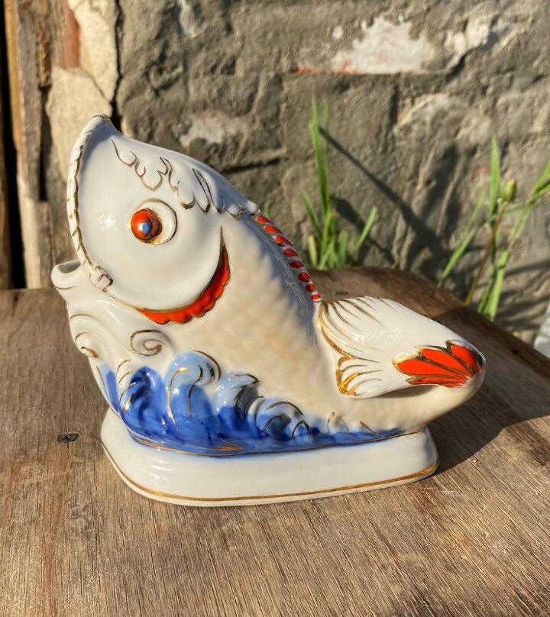 Vintage Porcelain Figurine Fish Ussr/soviet From Korosten Pencil Holder ...
