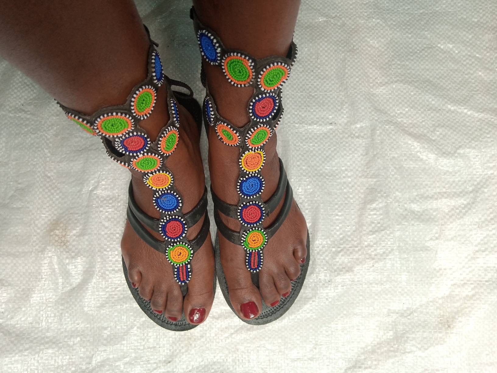 African Beaded Sandals Gladiator Sandals African Sandals - Etsy