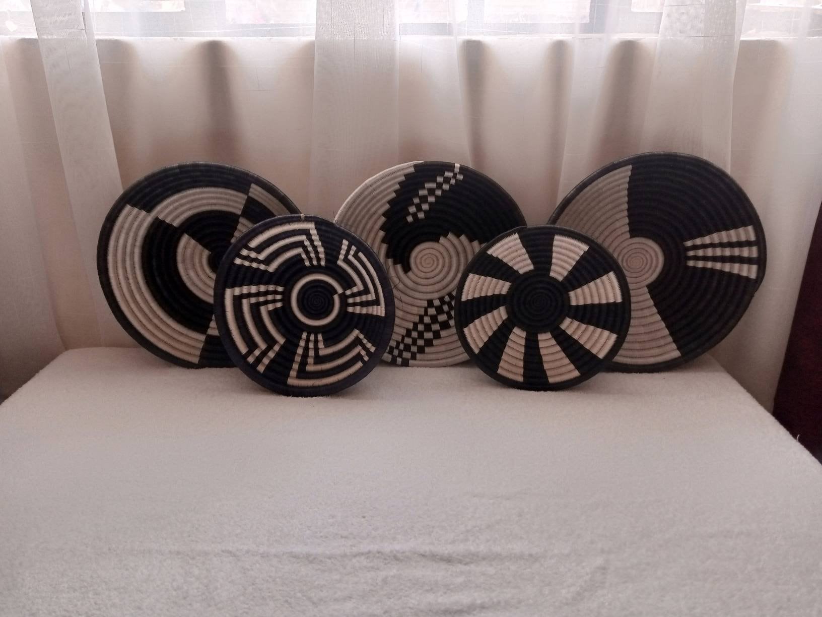 Large Set of 5 Wicker Wall Baskets Wall Art Decor Boho Wall - Etsy