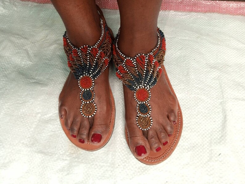 African Sandals Beaded Gladiators African Sandals for Women | Etsy