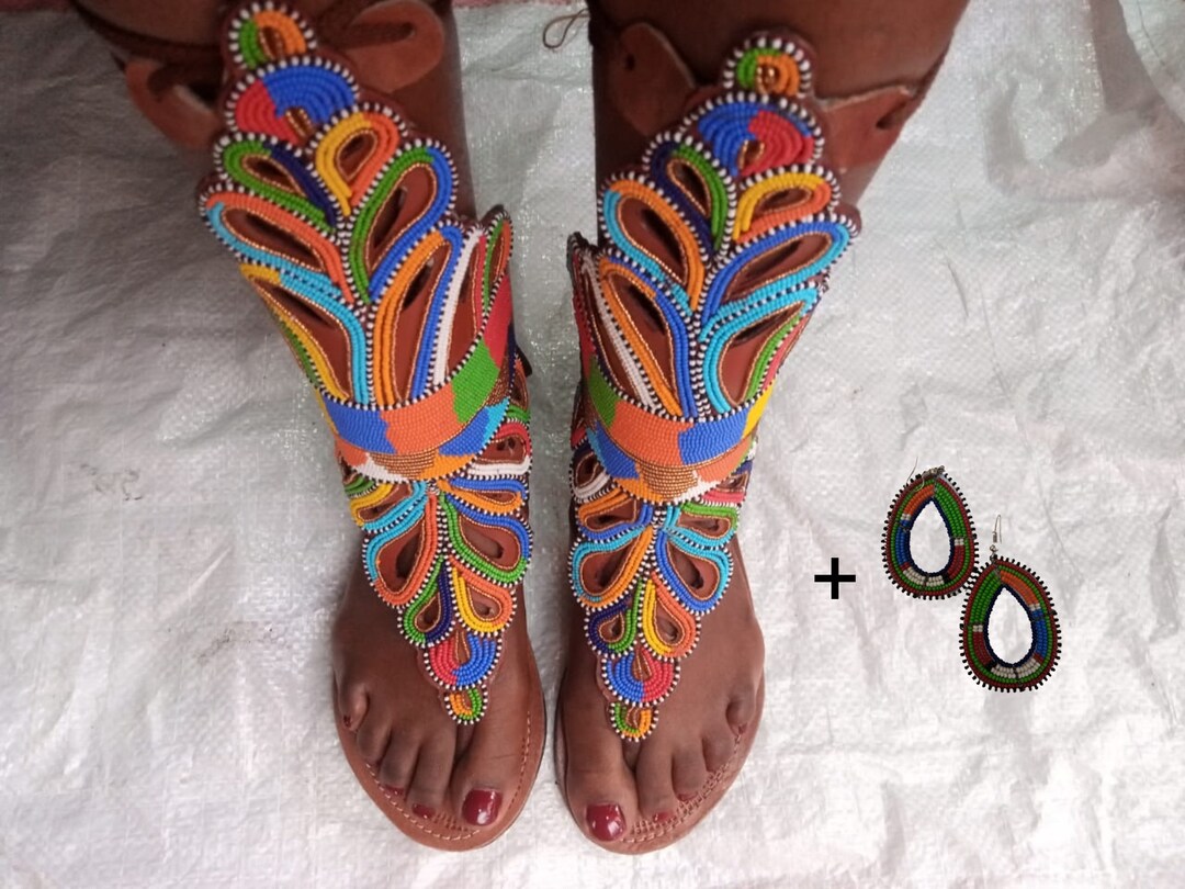 Stylish Beaded African Sandals - Top Pick for Women's Footwear - Etsy