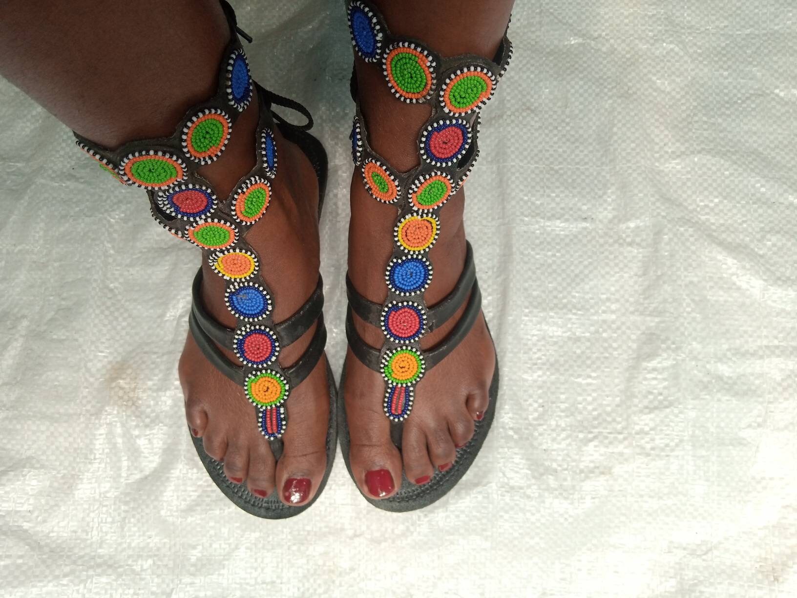 African Beaded Sandals Gladiator Sandals African Sandals - Etsy