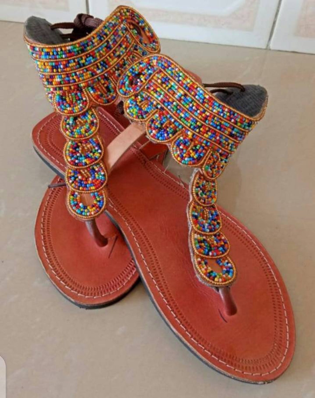 African Sandals, Beaded Gladiators, African Sandals for Women, Beach ...