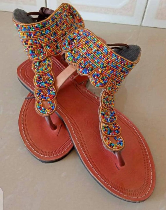 African Sandals Beaded Gladiators African Sandals for Women | Etsy