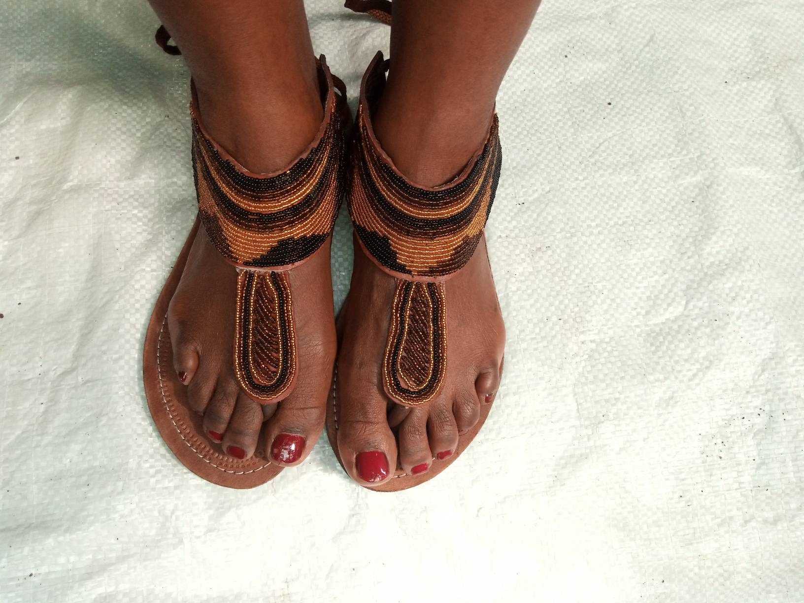 Tribal Sandals Beaded Sandals African Sandals Leather - Etsy
