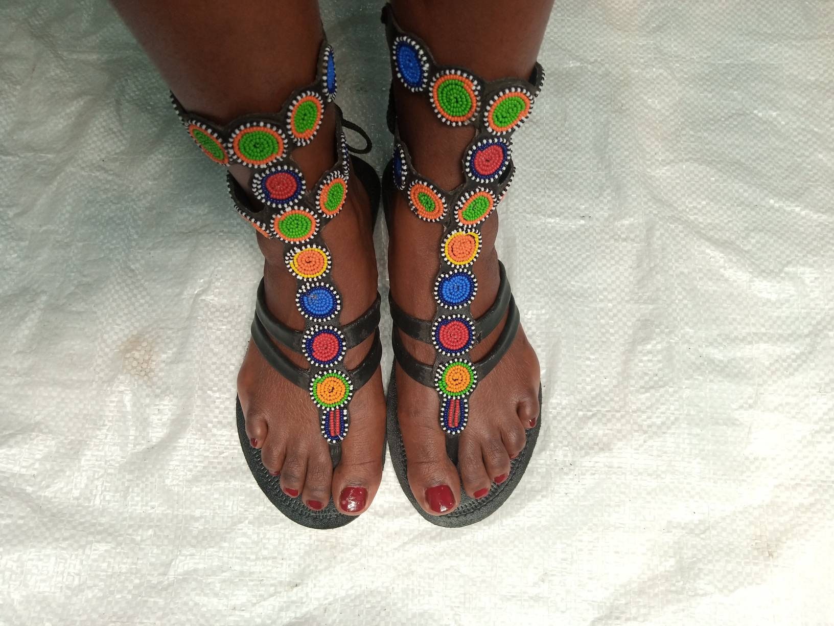 African Beaded Sandals Gladiator Sandals African Sandals - Etsy