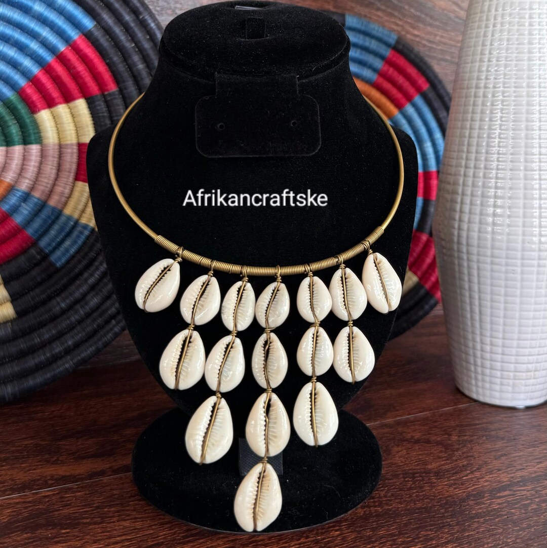 African Cowrie Shell Necklace, Sea Shell Necklace, African Beaded ...