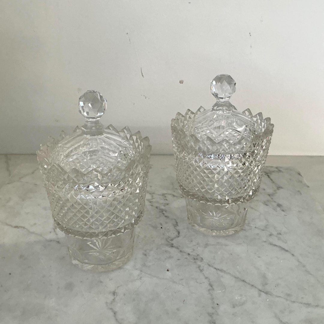 Crystal Acid Set Jars With Lid Ca 1900 - Etsy