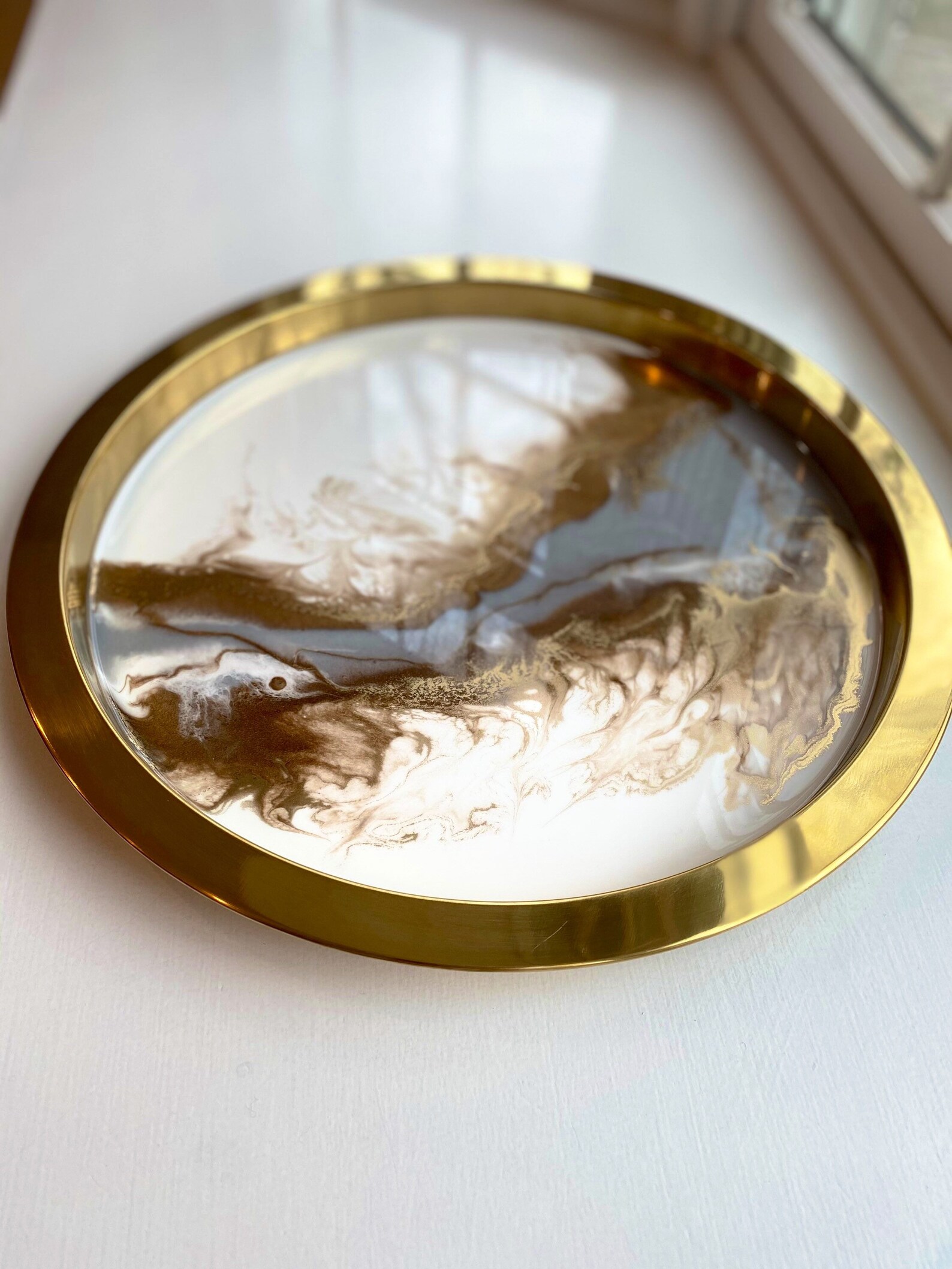 Stunning Large Gold Serving Tray in White Gold & Silver - Etsy