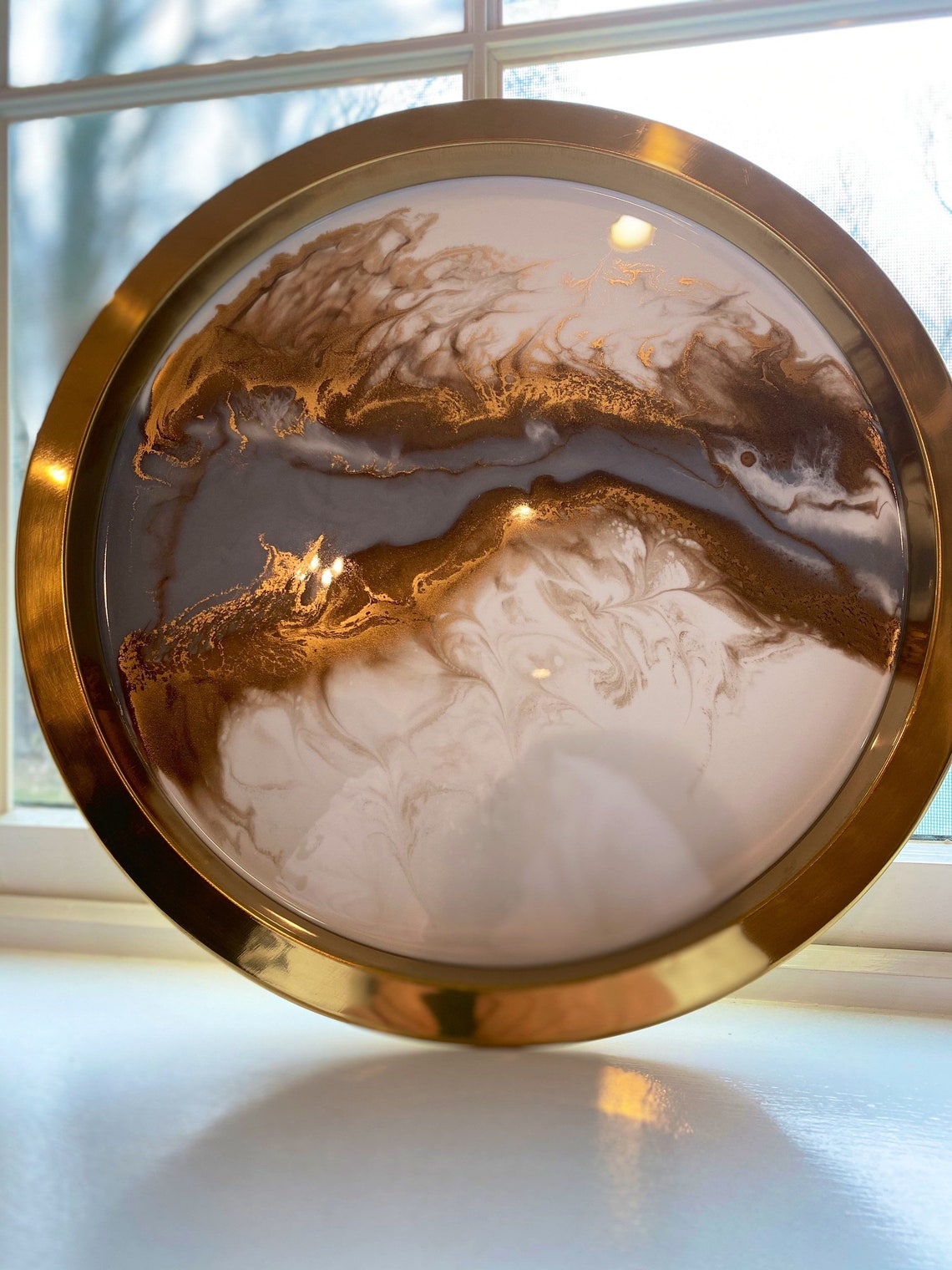 Stunning Large Gold Serving Tray in White Gold and Silver | Etsy