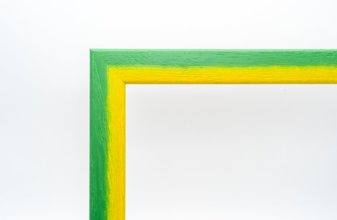 Picture frame Green with yellow on natural grain of the series | Etsy