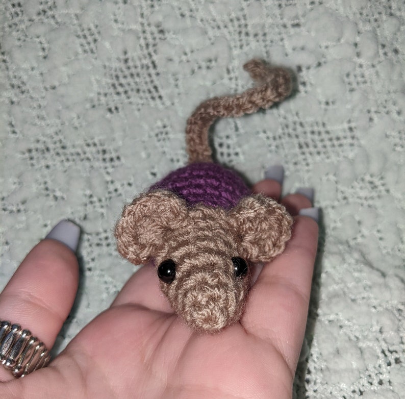 Tiny Mouse Friend Multicolor Handmade Desk Pet/cat Toy Crochet ...
