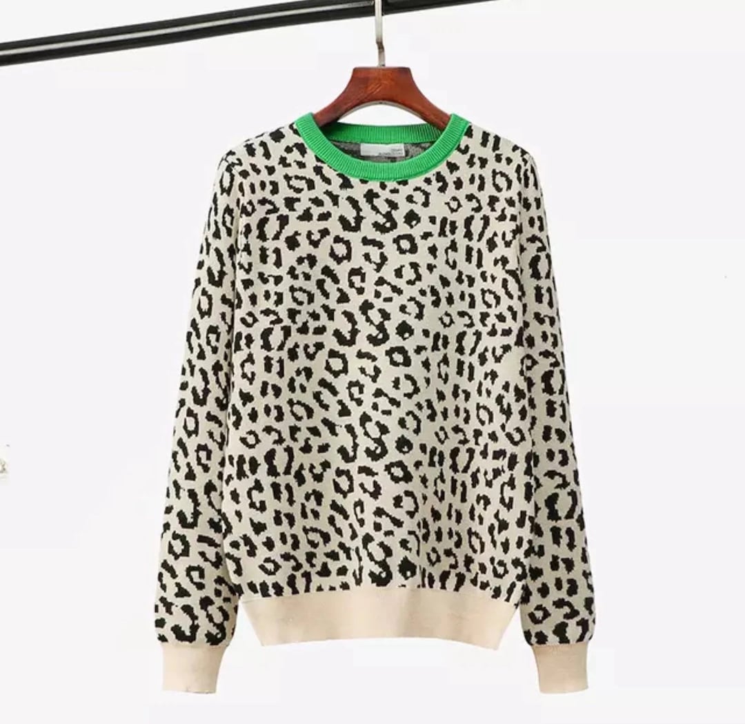 Leopard Print Sweater Chic Animal Print Woman Jumper - Etsy