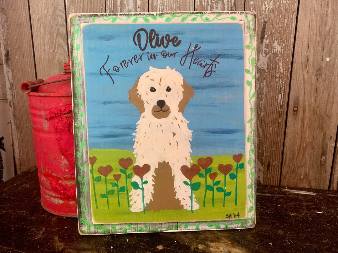 Personalized Goldendoodle Pet Memorial Hand Painted Wooden Sign Dog - Etsy