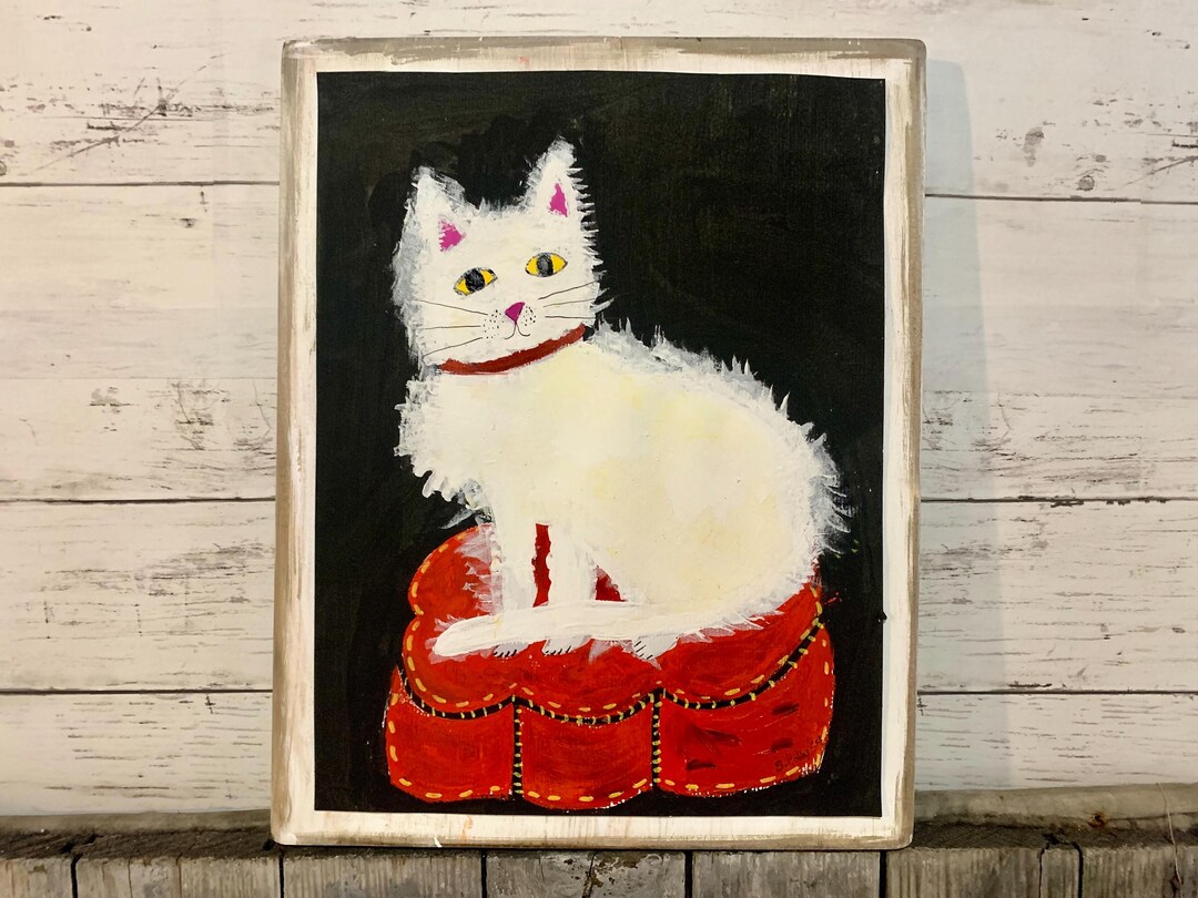 Vintage Primitive Folk Art Original Hand Painted Sign Rustic RABBIT ...