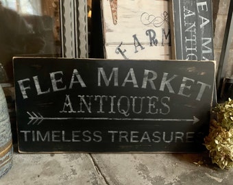 Personalized Flea Market Sign Primitive Rustic Hand Made Vintage Wooden ...