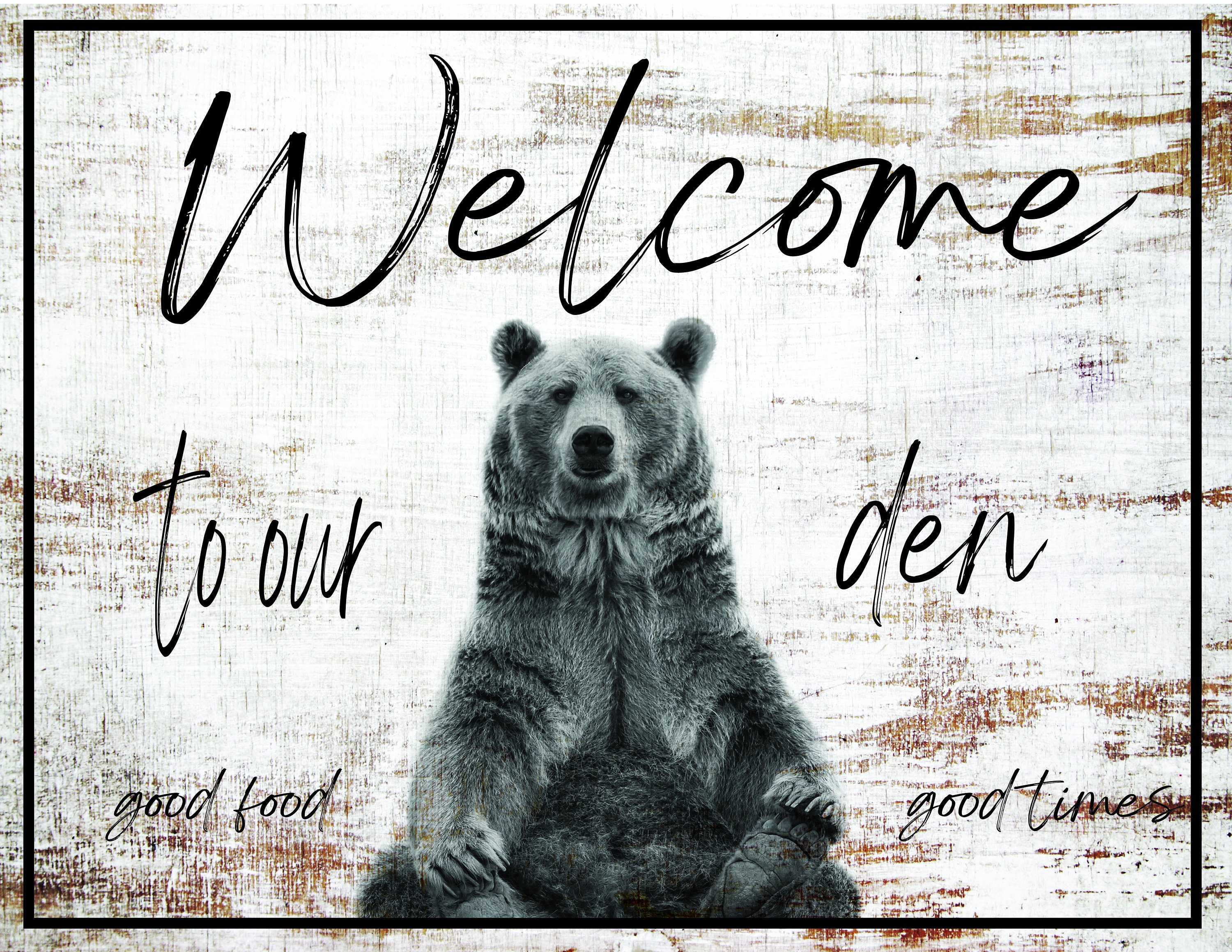 Rustic WELCOME to Our DEN Bear Sign - Etsy UK
