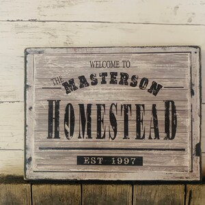 Personalized Rustic Homestead Sign - Etsy