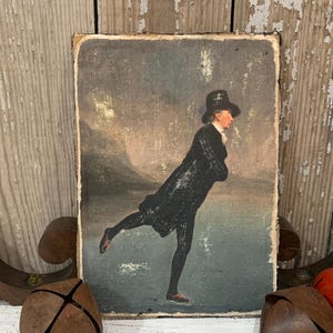 Handmade Vintage ART PRINT Antique Ice Skating Primitive Holiday ...