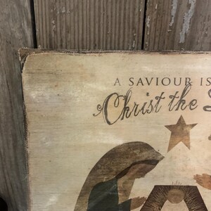 Handmade Vintage ART PRINT A Saviour is Born Christ the Lord Christmas ...