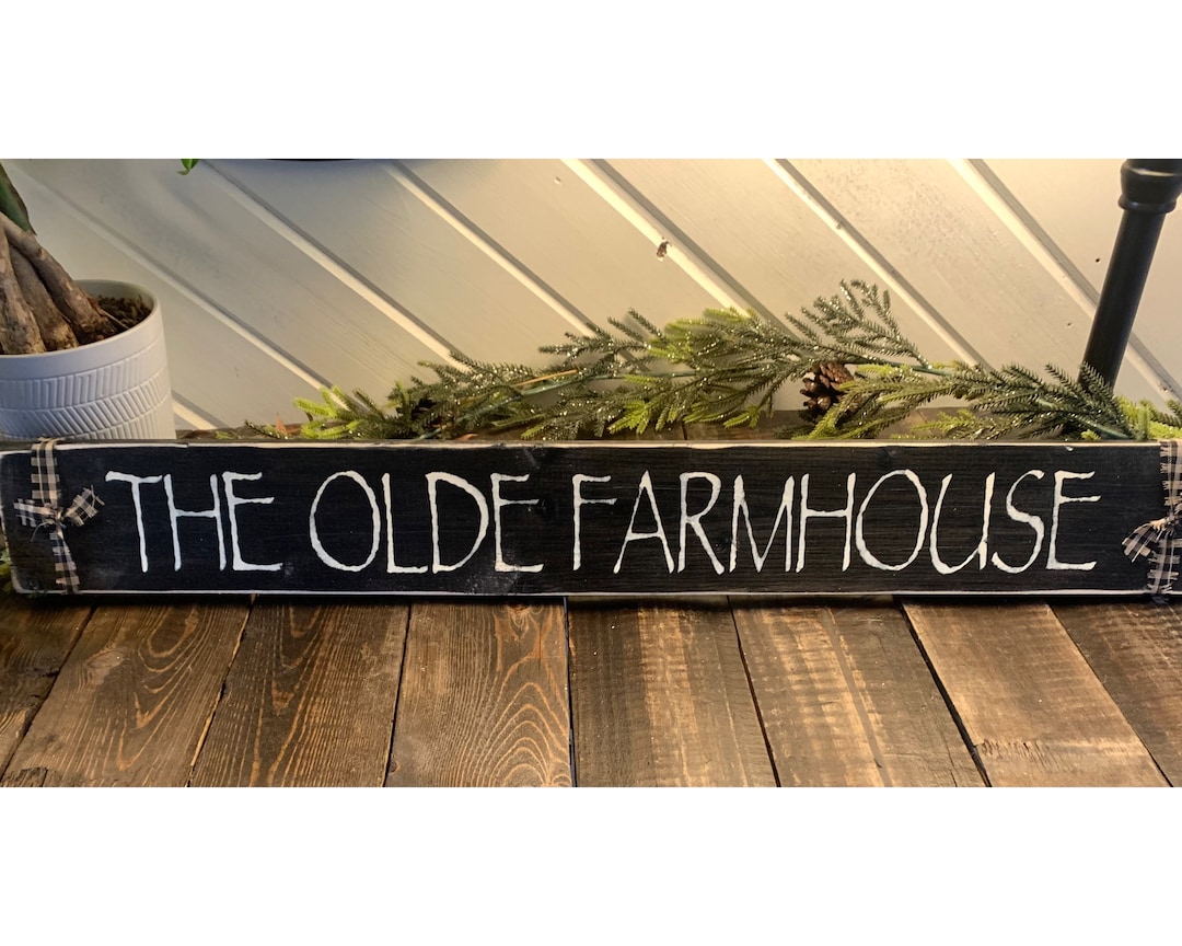 Handmade Vintage Wooden Sign Primitive THE OLDE FARMHOUSE Rustic Chippy ...