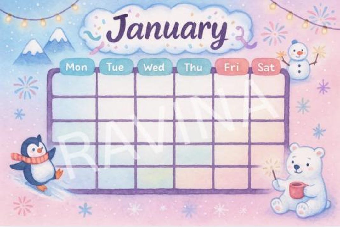 Classic January Calendar - Etsy