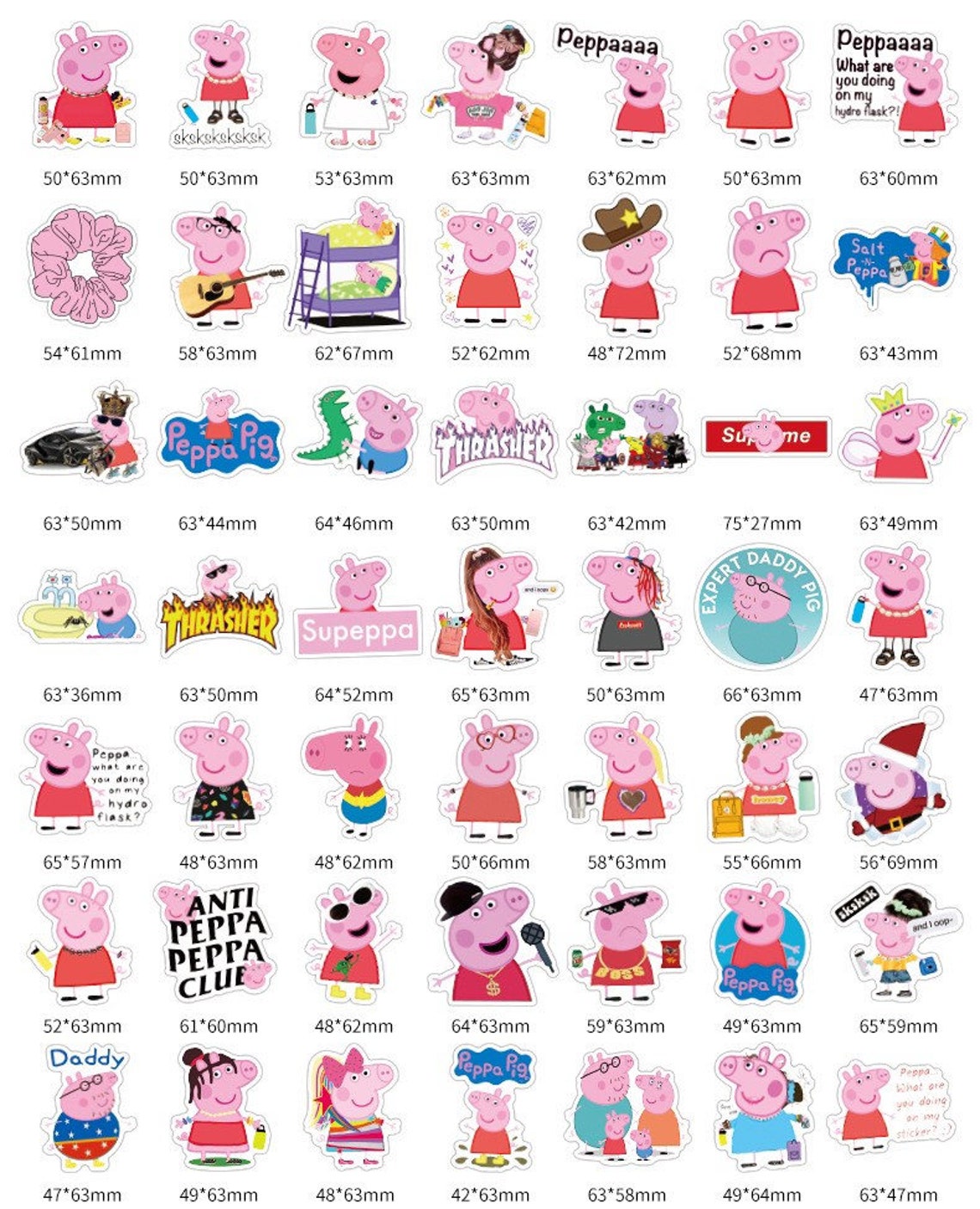 Peppa pig Sticker 100 sheets | Etsy