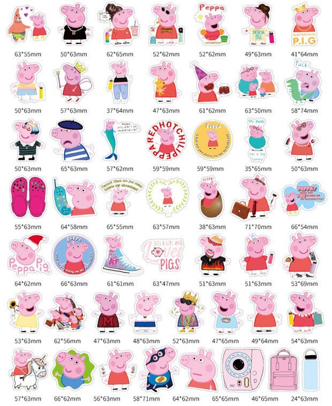Peppa pig Sticker 100 sheets | Etsy
