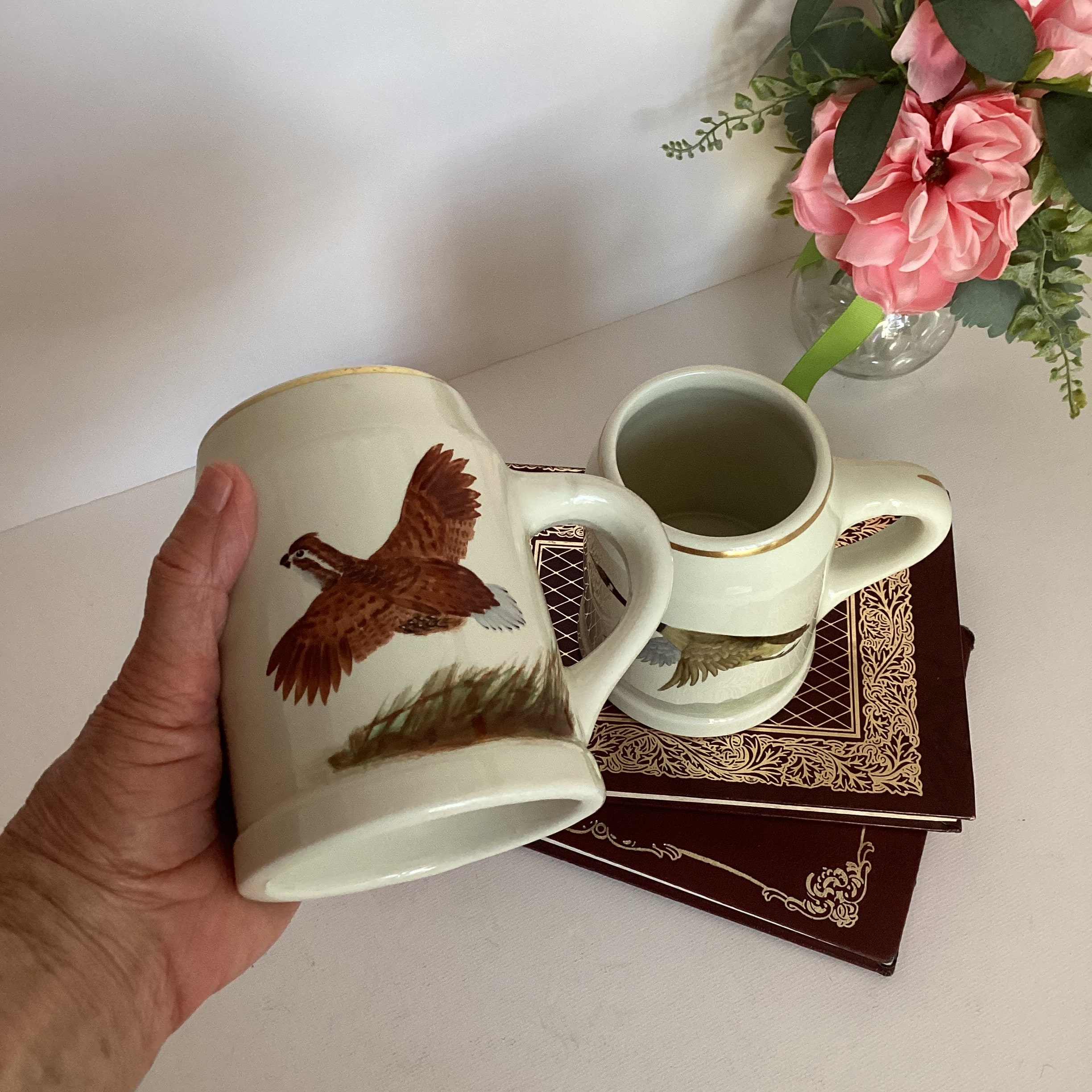 Vintage Hall Heirloom Hand Painted Mugs/tankards With Game Birds ...
