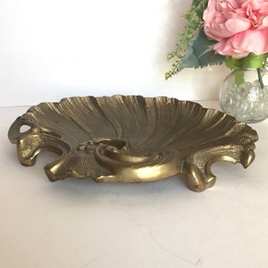 Vintage Solid Brass Baroque Shell Shaped Tray, Very Heavy, Made in ...