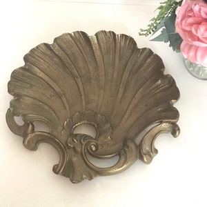 Vintage Solid Brass Baroque Shell Shaped Tray, Very Heavy, Made in ...