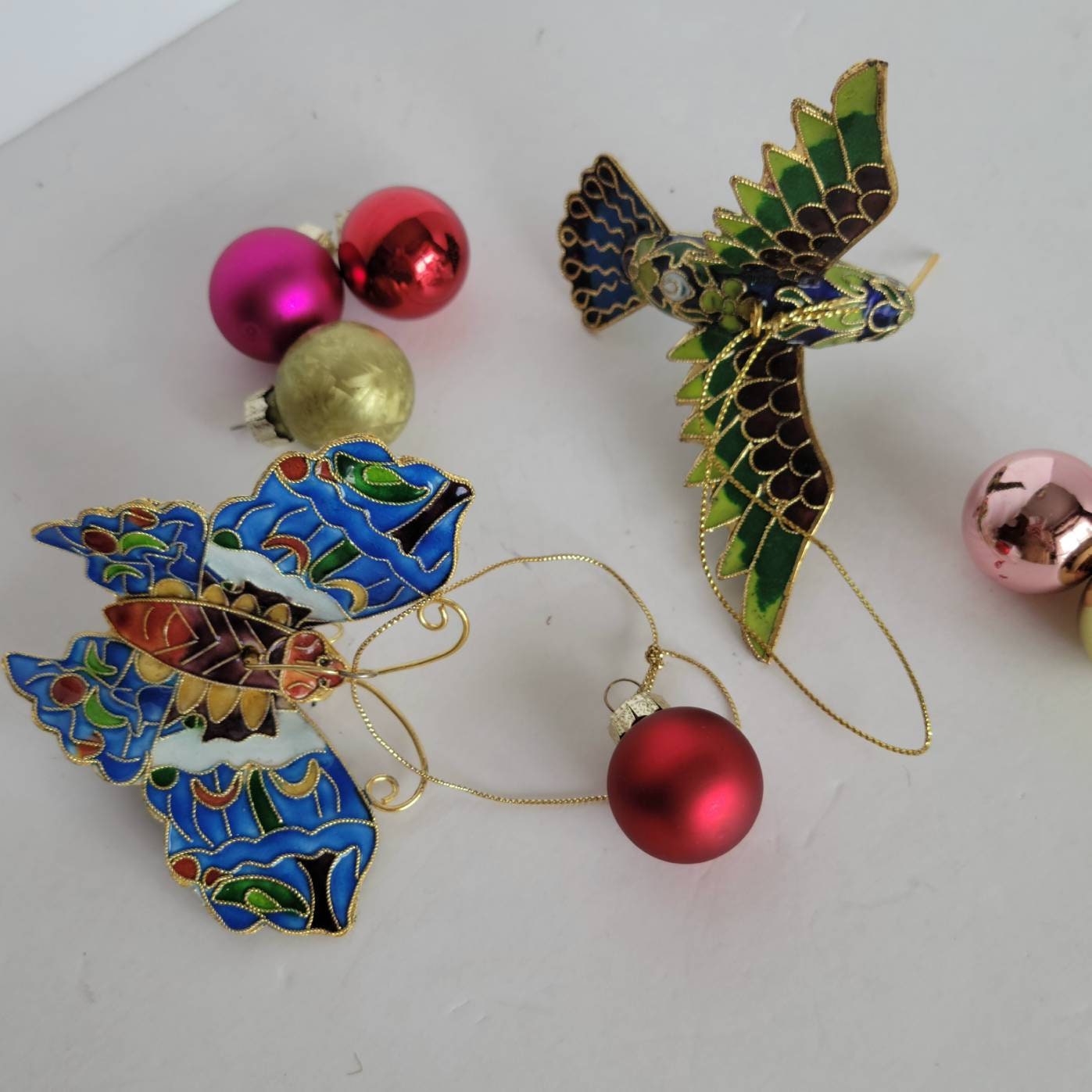 Vintage Cloisonne Hummingbird and Butterfly Ornaments With - Etsy