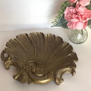 Vintage Solid Brass Baroque Shell Shaped Tray, Very Heavy, Made in ...