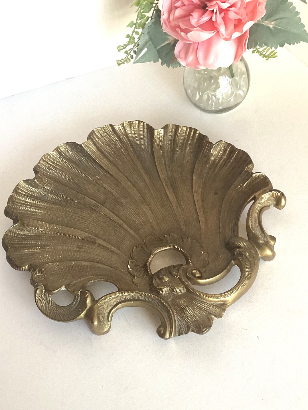 Vintage Solid Brass Baroque Shell Shaped Tray, Very Heavy, Made in ...