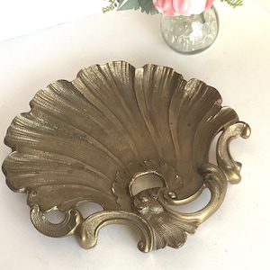 Vintage Solid Brass Baroque Shell Shaped Tray, Very Heavy, Made in ...