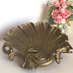 Vintage Solid Brass Baroque Shell Shaped Tray, Very Heavy, Made in ...