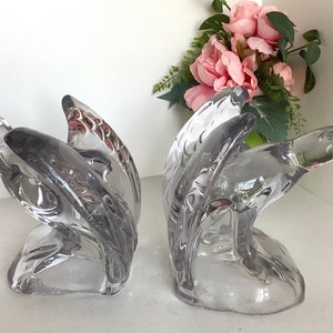 Vintage Cambridge Clear Glass Eagle Bookends, Very Heavy, 6 1/4” High ...