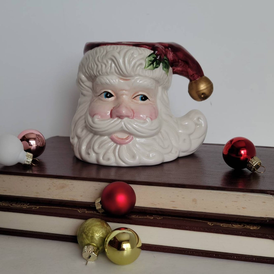 Vintage Santa Head Candle/mug/ Figural Santa Head With 3-D Features, in ...