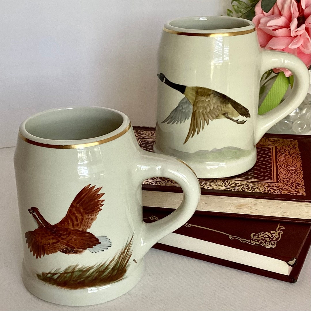 Vintage Hall Heirloom Hand Painted Mugs/tankards With Game Birds ...
