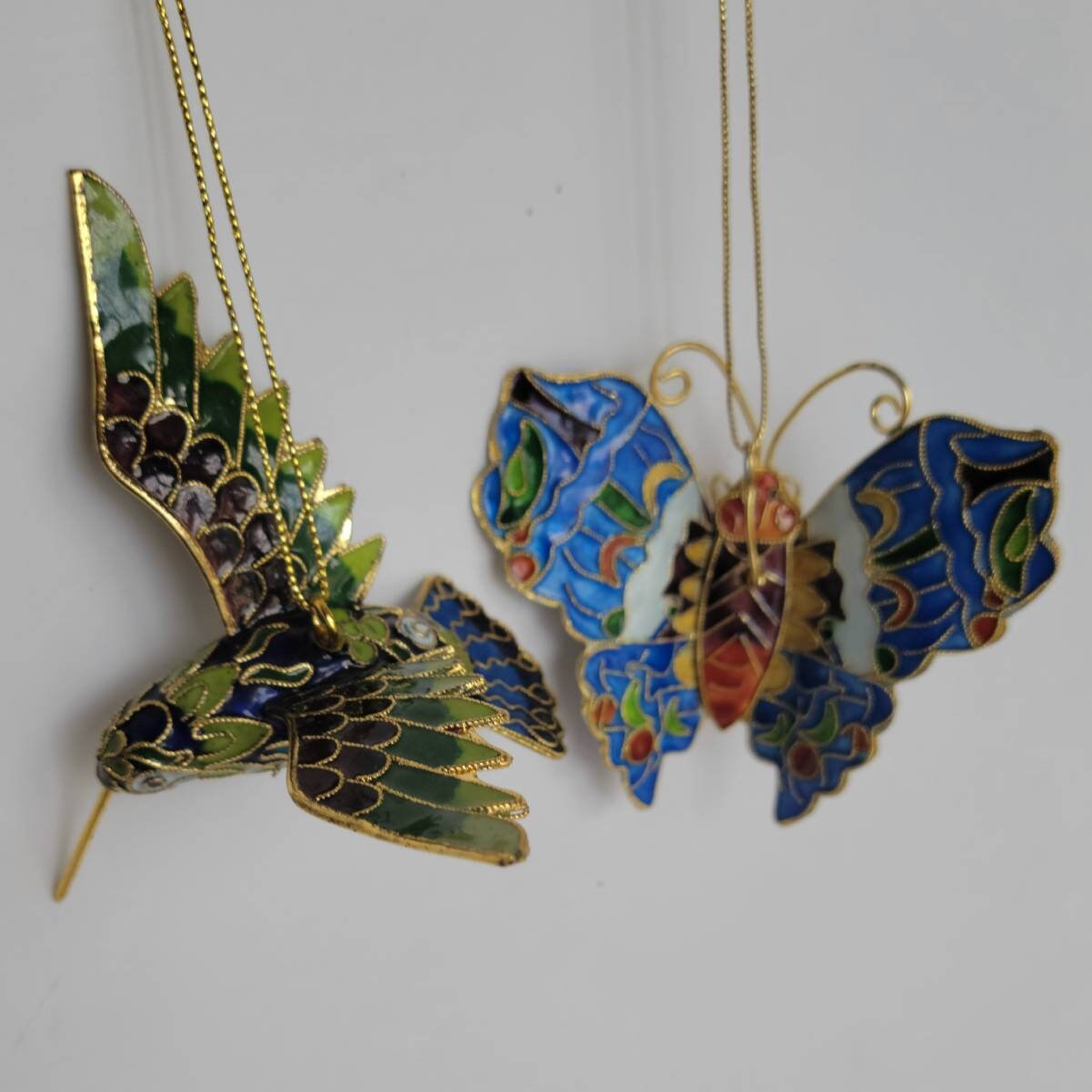 Vintage Cloisonne Hummingbird and Butterfly Ornaments With - Etsy